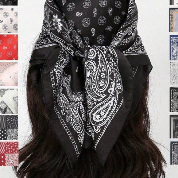 Accessories | Elegant Black Paisley Bandana | Poshmark